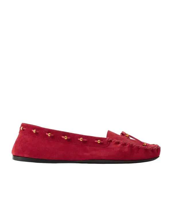 Khaite Embellished Suede Loafers