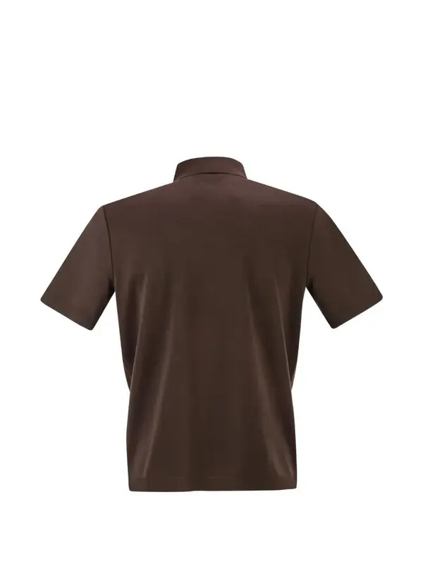 Herno Short-sleeved Knitted Polo Shirt - Brown