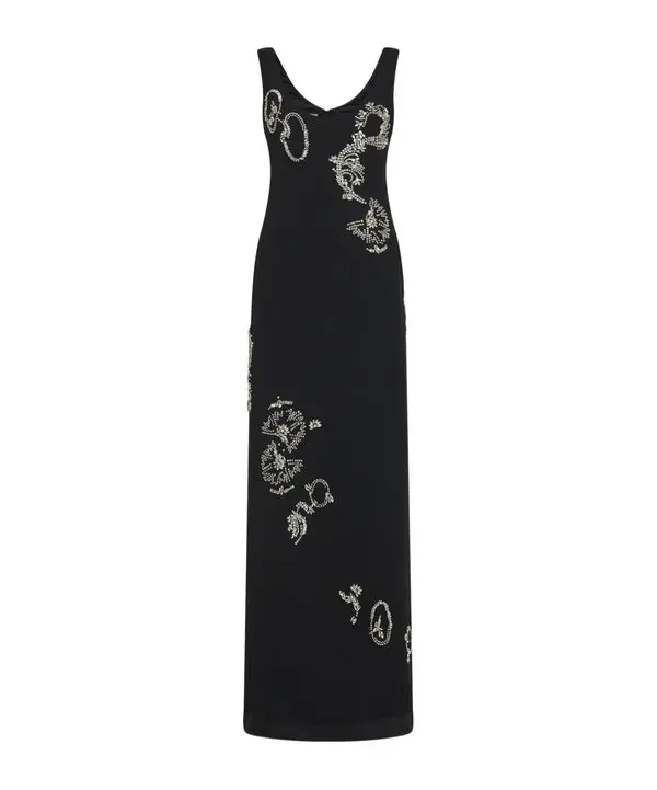 Dries Van Noten Embellished Sleeveless Maxi Dress - Black