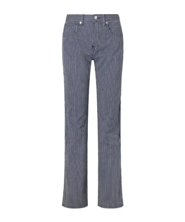 NILI LOTAN Celia Striped Straight-leg Jeans - Gray