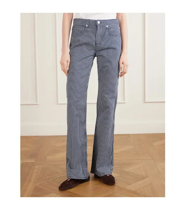 NILI LOTAN Celia Striped Straight-leg Jeans - Gray