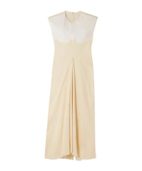 Carven Two-tone Pleated Cotton-blend Maxi Dress