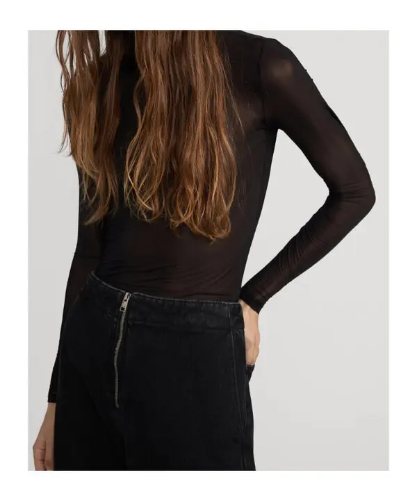 FRAME Semi-transparent High-collar Long-sleeve Cover-up