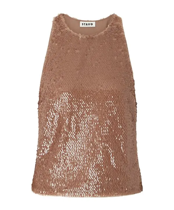 Staud Bree Sequined Sleeveless Top - Brown
