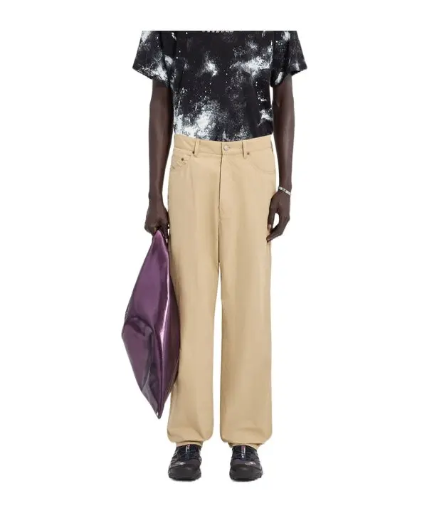 MAISON MARGIELA Wide-leg Trousers With White Stitch Detail - Pink Beige