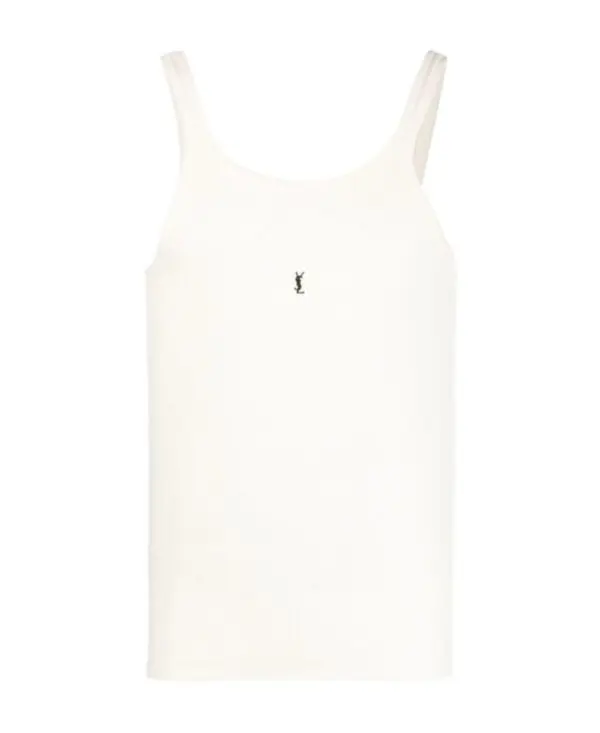 Saint Laurent Cassandre Sleeveless Tank Top - White