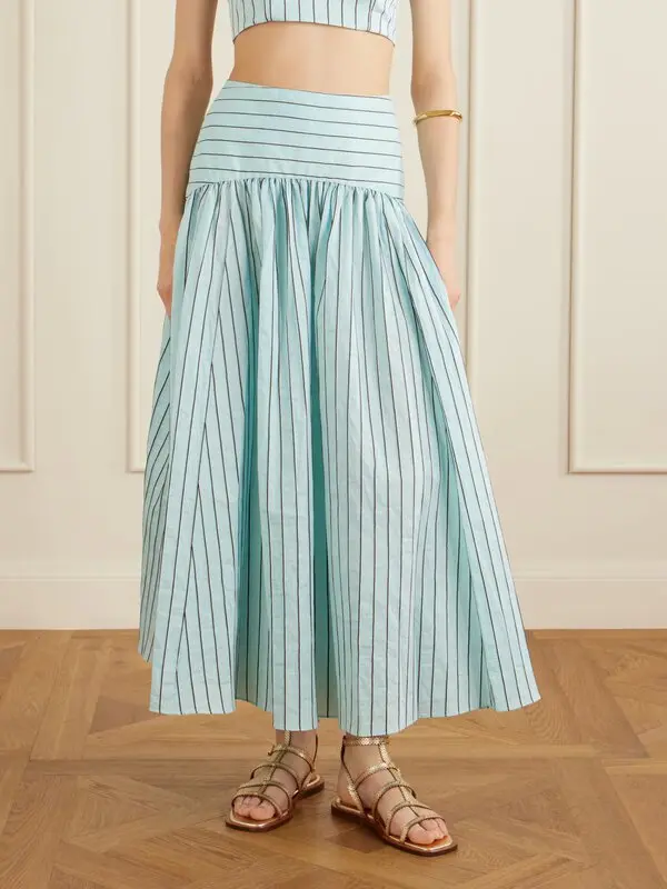 Staud Procida Pleated Midi Skirt