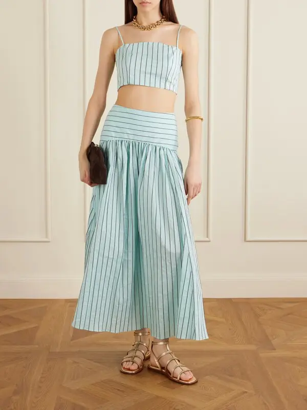 Staud Procida Pleated Midi Skirt