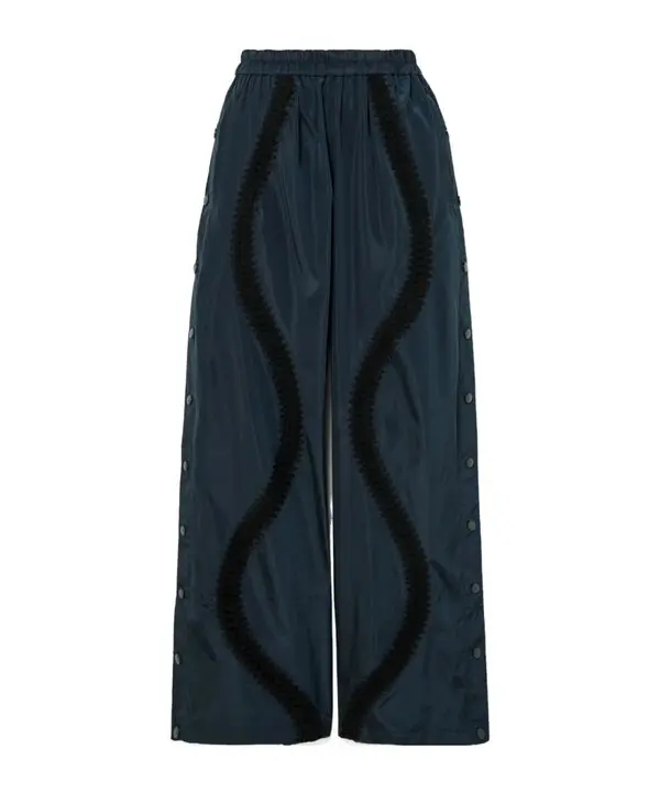 Sea Crochet Embellished Wide-leg Pants
