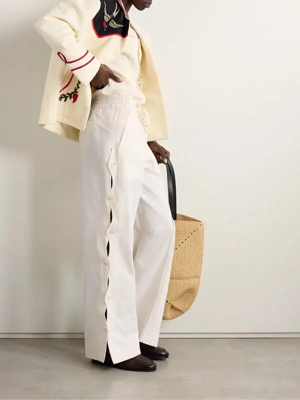 Sea Cutout Button Wide-leg Pants