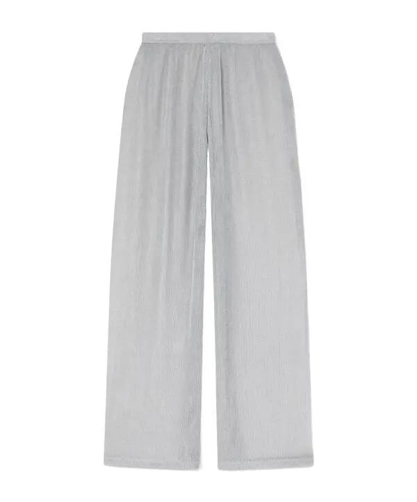 Staud Ali Metallic Knit Wide-leg Pants - Silver