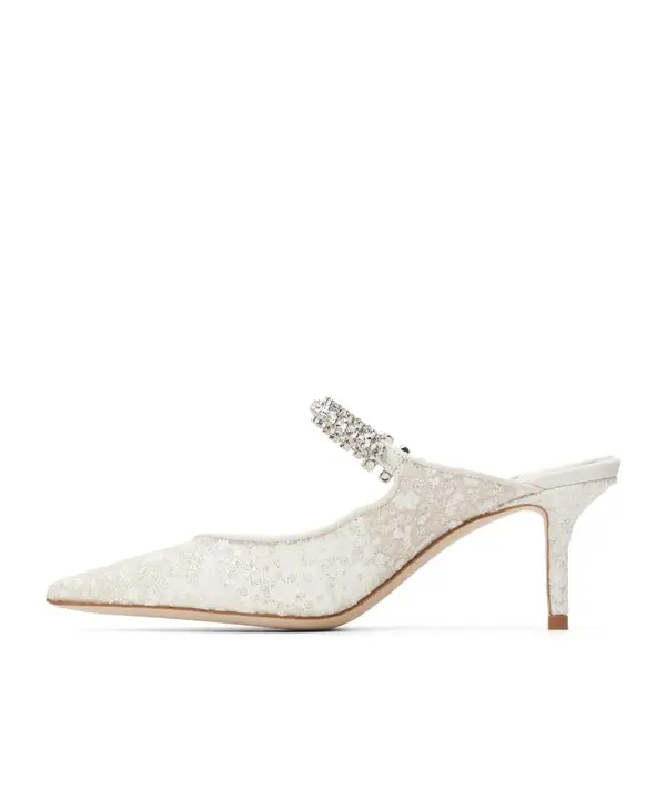 JIMMY CHOO Bing 65 Pointed-toe High-heeled Mules - White