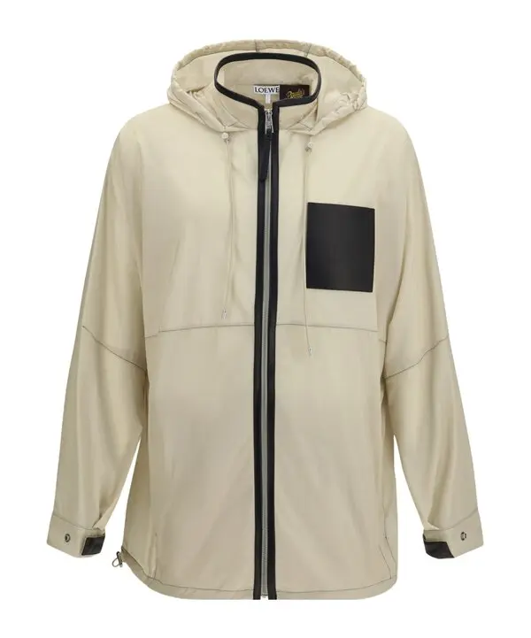 Loewe Technical Shell Zip-up Hooded Jacket - Beige/black