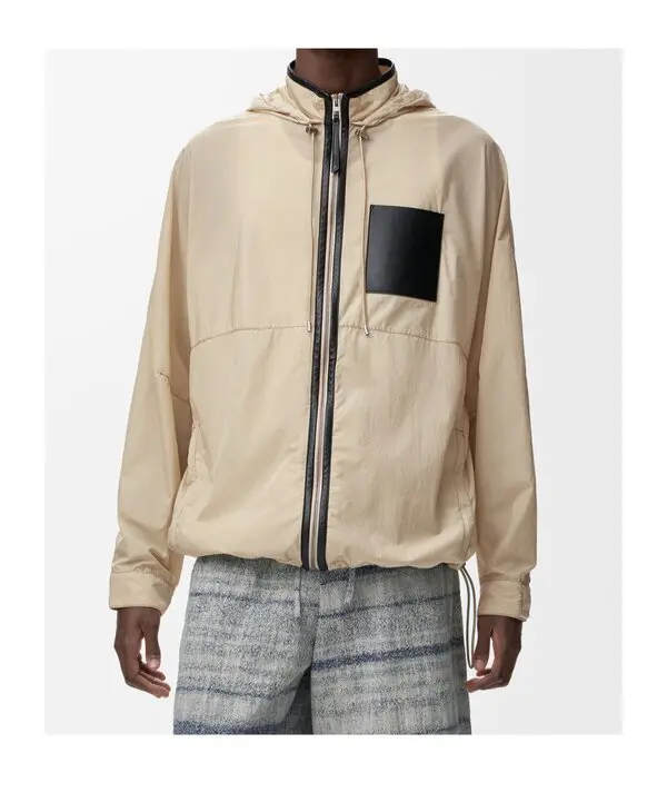 Loewe Technical Shell Zip-up Hooded Jacket - Beige/black