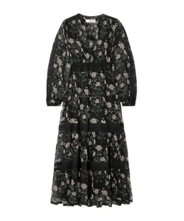 Sea Mid-length Floral Lace-trimmed Dress