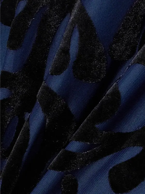 Sea Velvet Top With Abstract Floral Pattern