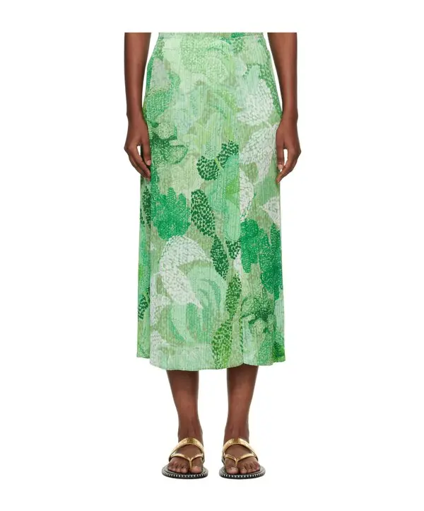 PLEATS PLEASE BY ISSEY MIYAKE Pleated Midi Skirt With Floral Print