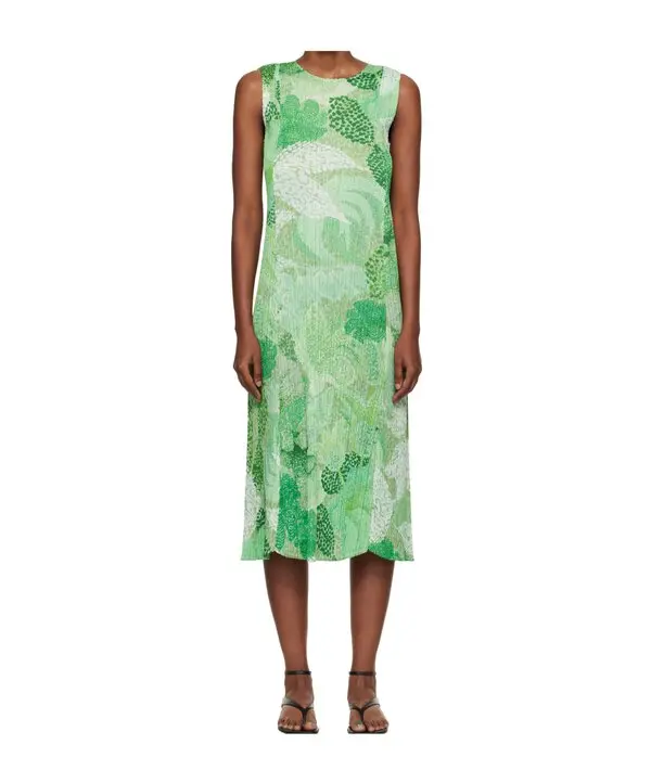 Issey Miyake Sleeveless Printed Pleated Dress - No