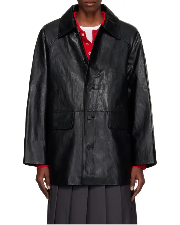 DUNST Button-down Collared Leather Jacket