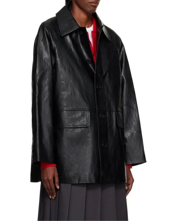 DUNST Button-down Collared Leather Jacket