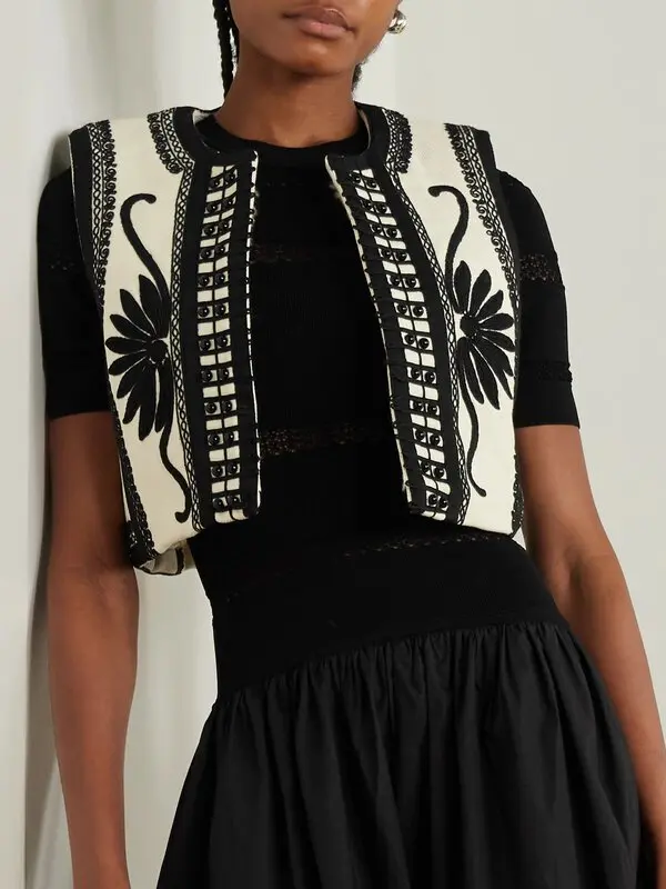 Sea Embroidered Cropped Vest