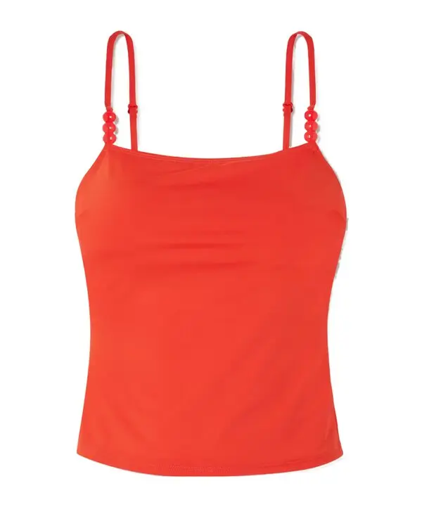 Staud Cleo Halterneck Swimsuit With Embellished Straps - Orange