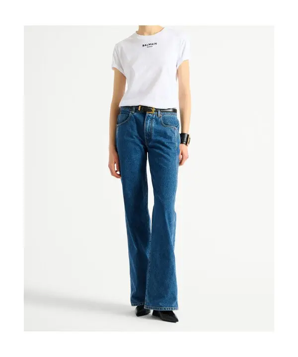 Balmain Logo Embroidered T-shirt - White