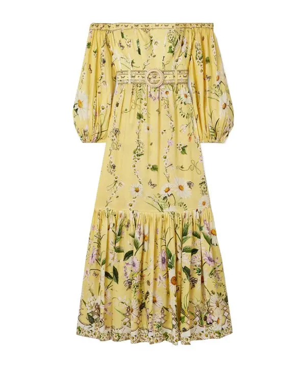 Camilla Off-the-shoulder Gathered Floral-print Maxi Dress - Nude