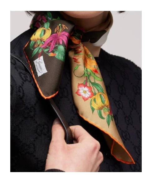 Gucci Printed Silk Twill Bandana - Brown