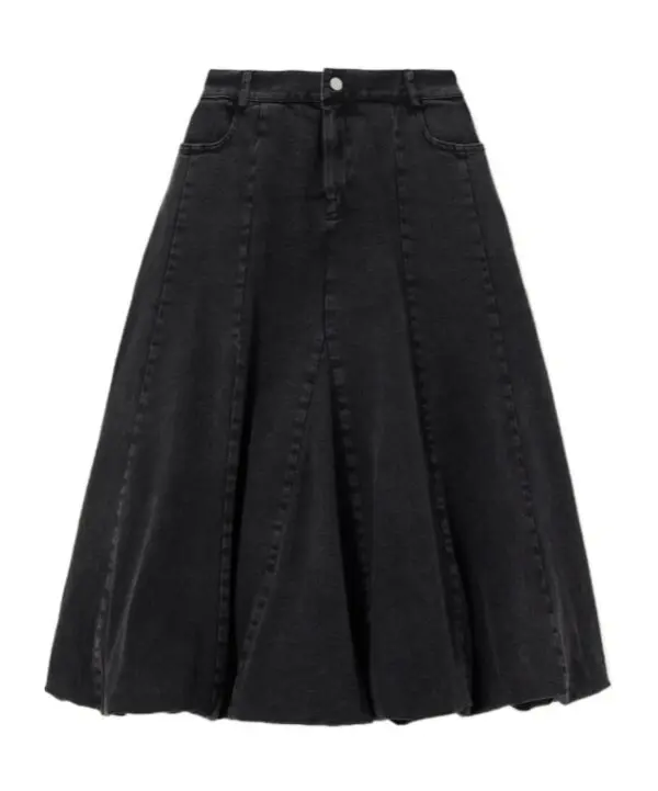 Sea Patchwork Denim Mid-length Skirt