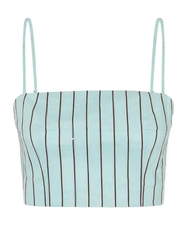 Staud Federico Cropped Striped Top - Blue