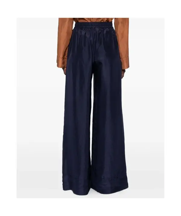 FORTE_FORTE Silk Palazzo Pants With Drawstring - Black