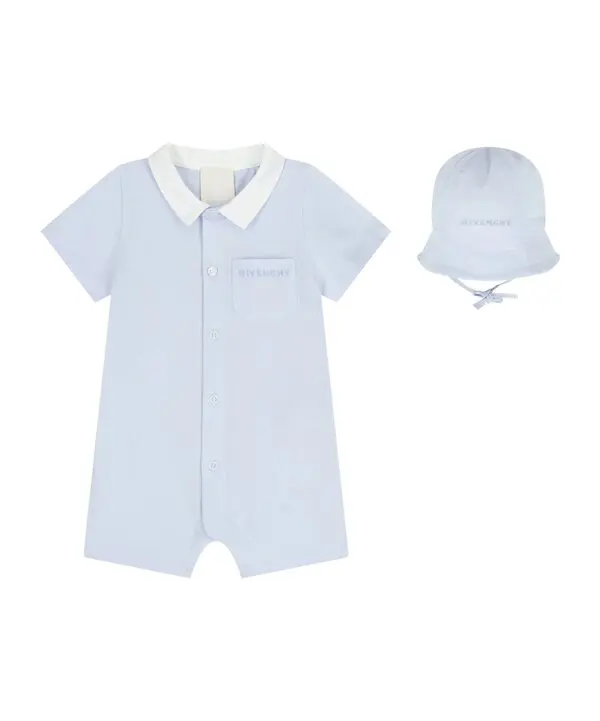 Givenchy Short Sleeve Jumpsuit And Hat Set - Light Blue