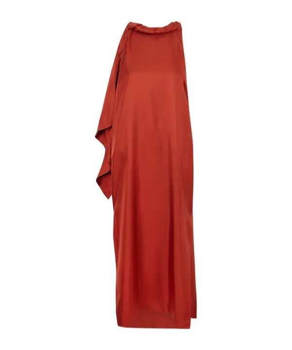 Loulou De Saison Susan Tie-detailed Draped Silk-twill Midi Dress - Red