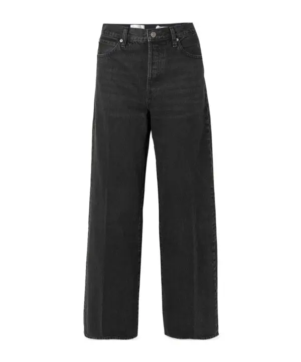 FRAME The Collegiate High-rise Wide-leg Jeans - Black