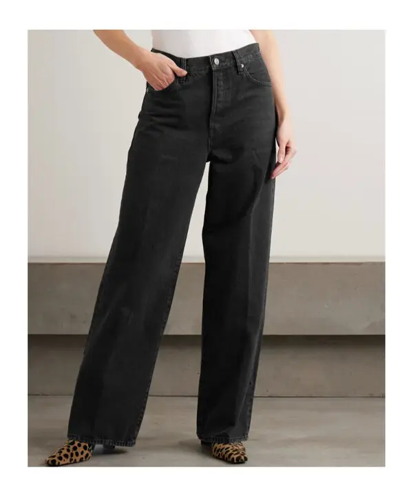 FRAME The Collegiate High-rise Wide-leg Jeans - Black