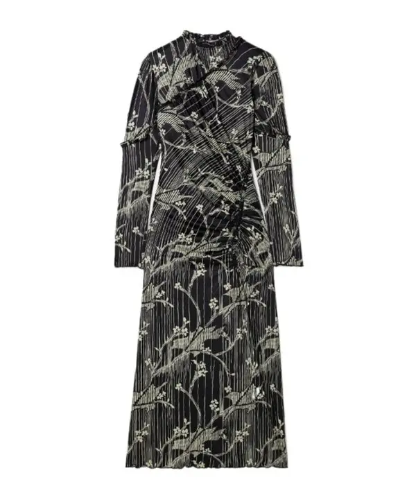 Sea Wrinkled Printed Mid-length Dress