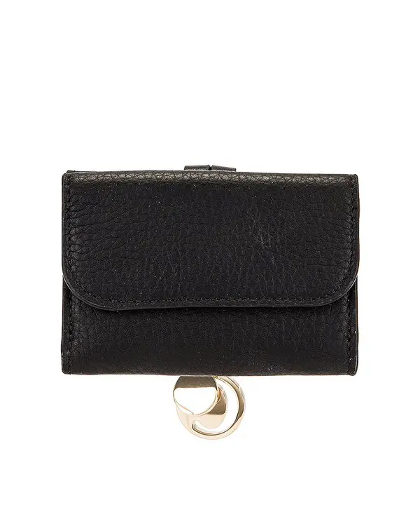 Chloé Alphabet Tri-fold Compact Wallet - Black