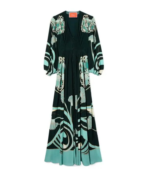 La DoubleJ Long Camerino Printed Maxi Dress - Black