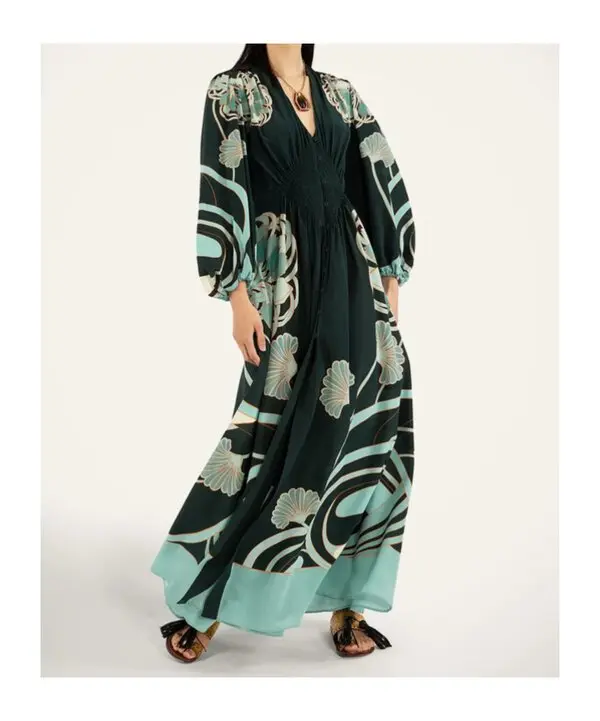 La DoubleJ Long Camerino Printed Maxi Dress - Black