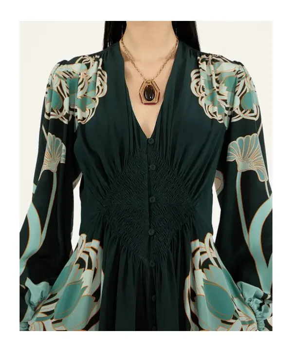 La DoubleJ Long Camerino Printed Maxi Dress - Black