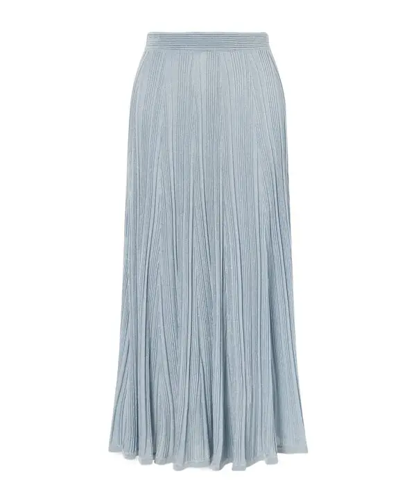Zimmermann Aster Ribbed Metallic Midi Skirt - No