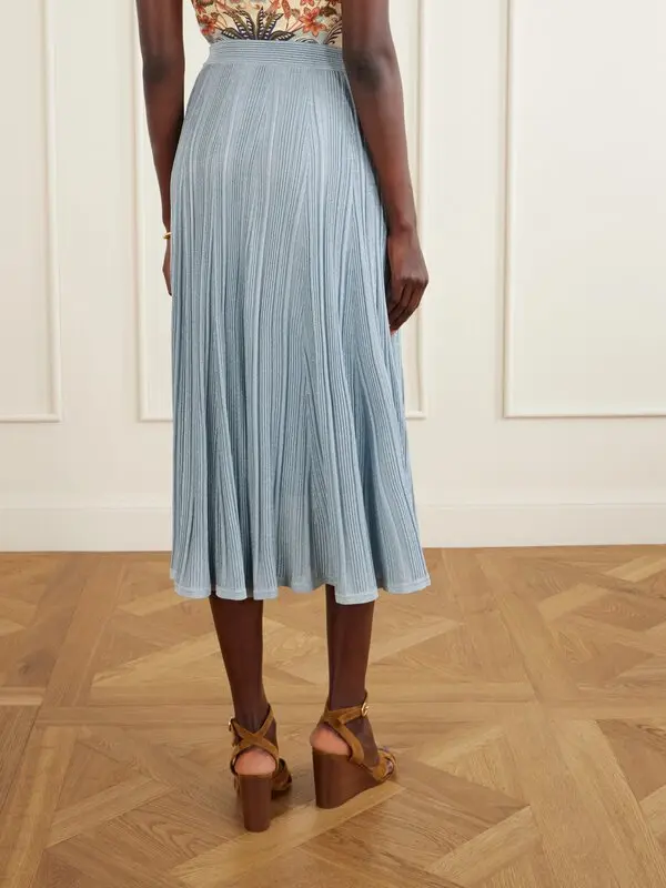 Zimmermann Aster Ribbed Metallic Midi Skirt - No