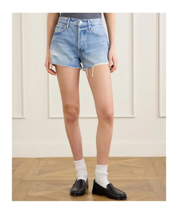 AGOLDE Embroidered Denim Shorts