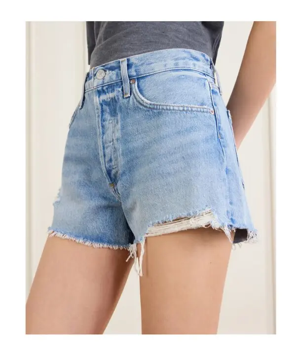 AGOLDE Embroidered Denim Shorts