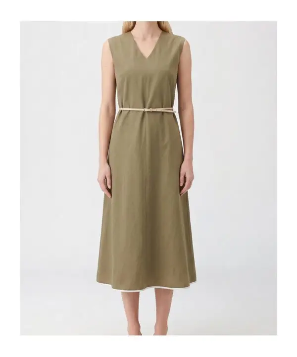 Fabiana Filippi Belted V-neck Dress - Brown