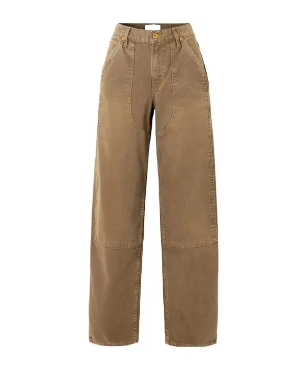 SLVRLAKE Tess Worker Paneled Cotton-canvas Barrel-leg Pants - Brown