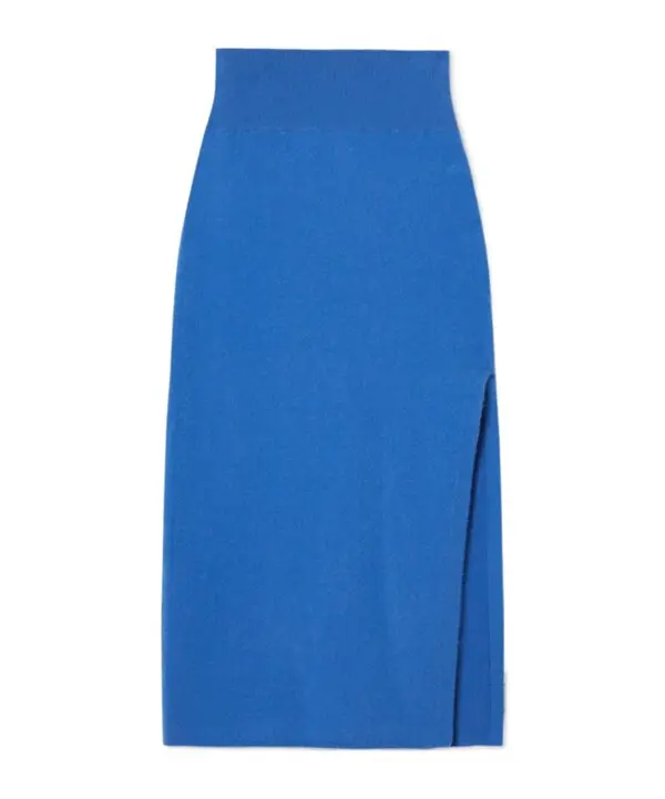 FRAME Elastic Waist Midi Skirt With Side Slit