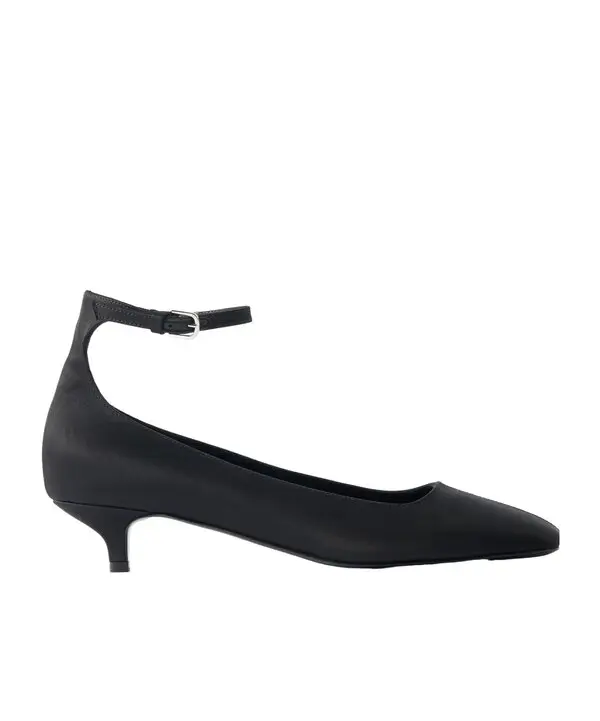TOTEME Satin Ankle Strap Pumps - Black