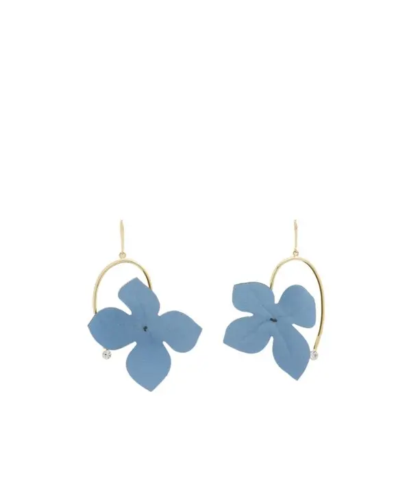 Marni Flower Hook Earrings With Rhinestone Detail - Illusion Blue